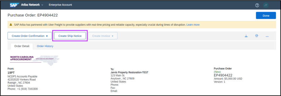 Updating Purchase Order Status | NC eProcurement